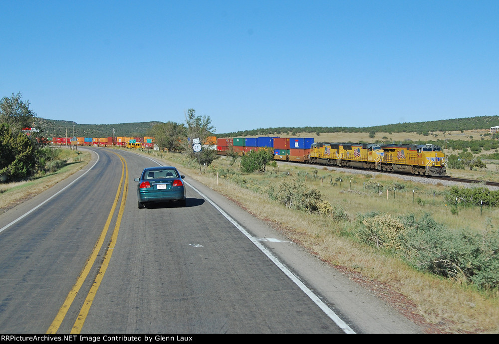 UP 7447, 5085, 4997 rolling southbound